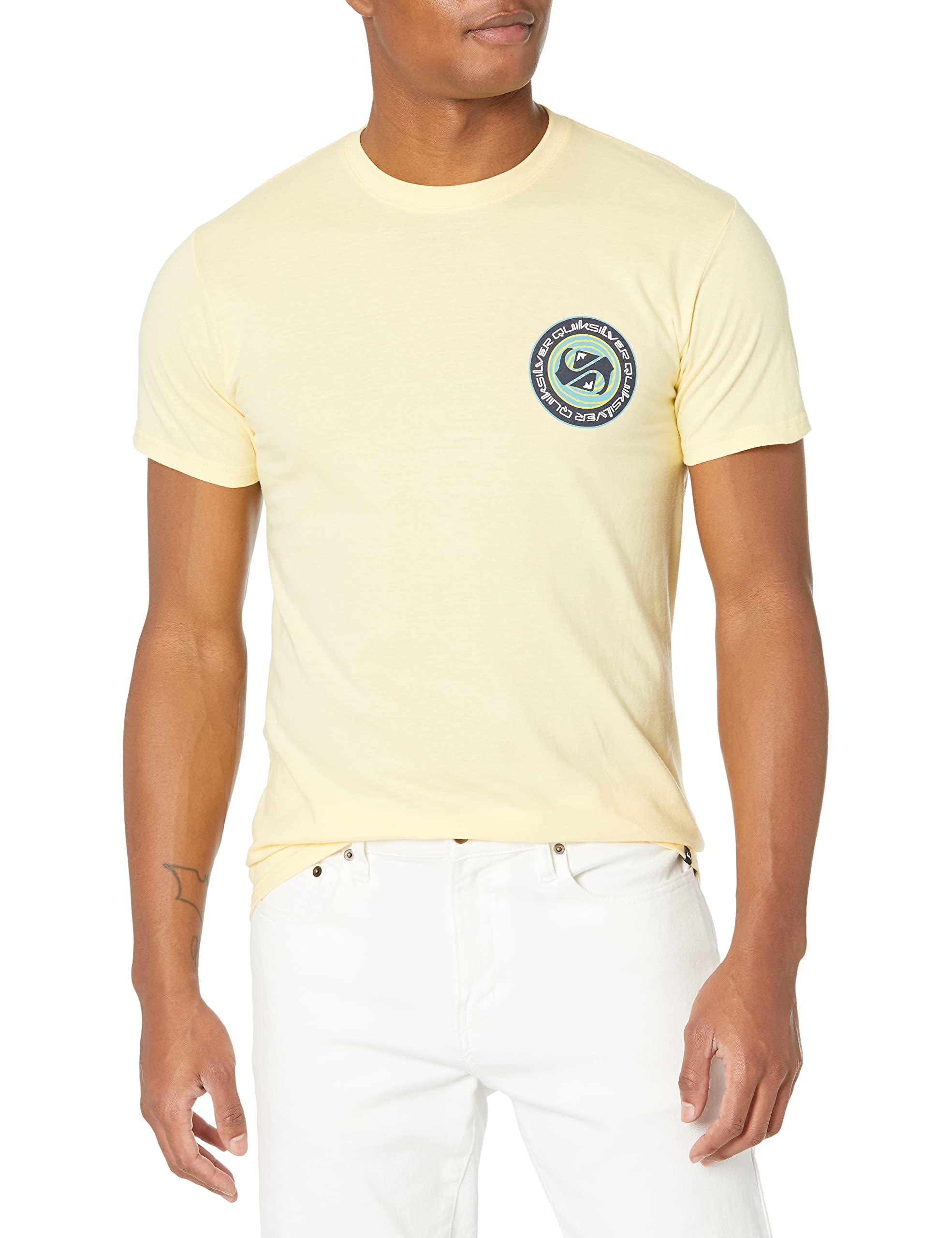 Quiksilver mens Circle Game Mt0 Tee Shirt, Pale Banana, Large US
