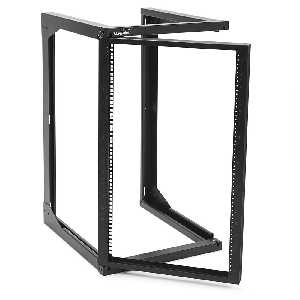 NavePoint 18U Server Rack with Swing Gate - 18U Wall Mount Rack for 19 Inch IT Equipment Open Frame Rack β Network Rack Wall Mount for AV & Server Equipment 18β Deep 18U Rack, Black