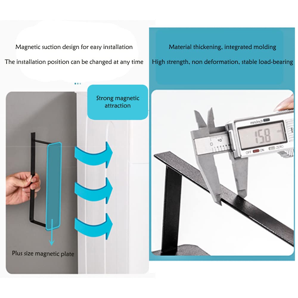 NiuYichee Home Magnetic Kitchen Storage Spice Rack – Refrigerator Organizer Wall Holder, with Metal Hooks, Organization for Home and Kitchen (Magnetic rack for washing machine)