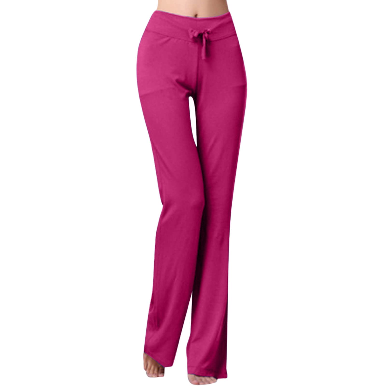 Women's Pants Womens Yoga Pants Straight Leg Comfy Drawstring Running Long Active Casual Sweatpants Hot Pink