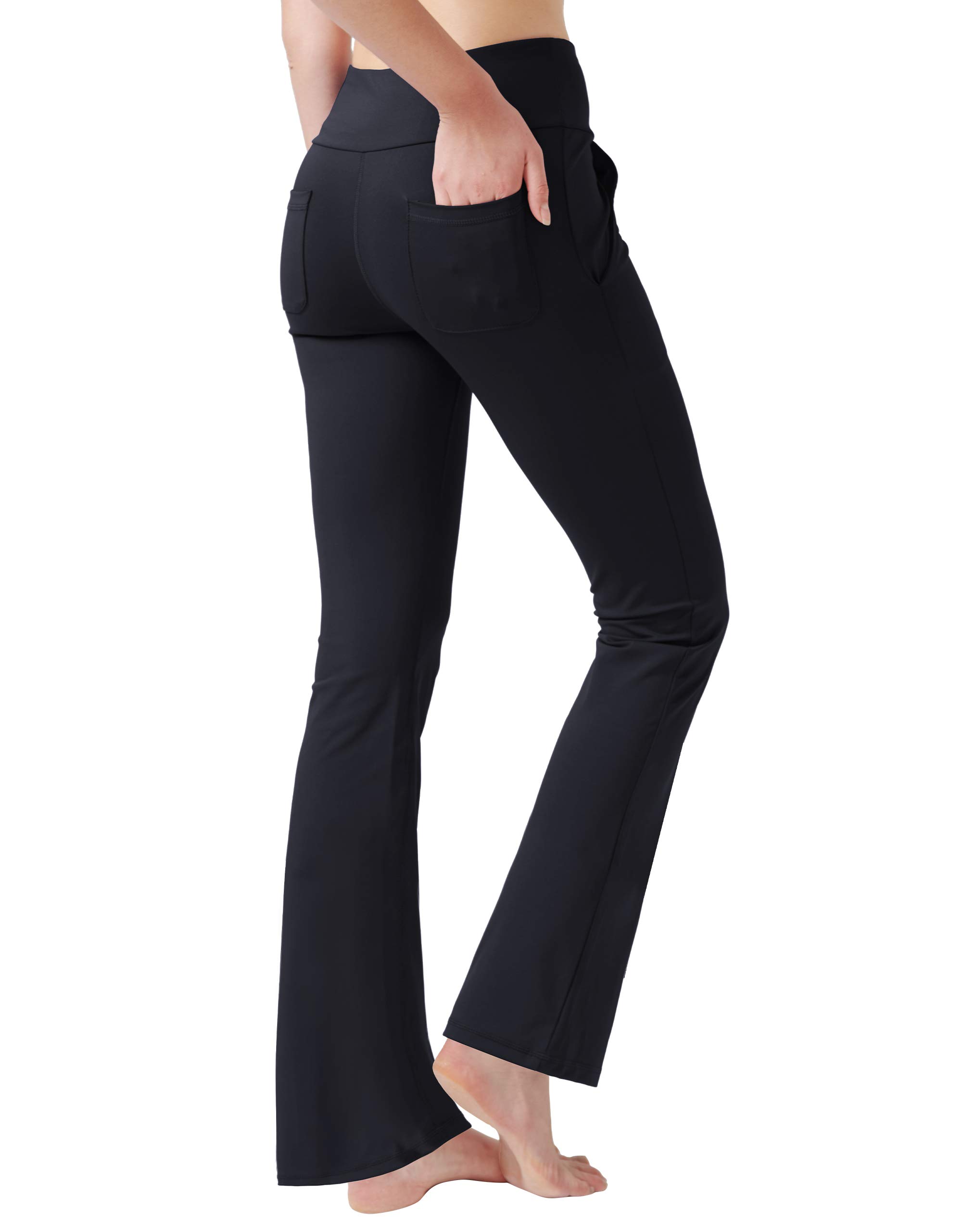 nuveti Women's High Waisted Boot Cut Yoga Pants 4 Pockets Workout Pants Tummy Control Women Bootleg Work Pants Dress Pants (Black, 3X-Large)