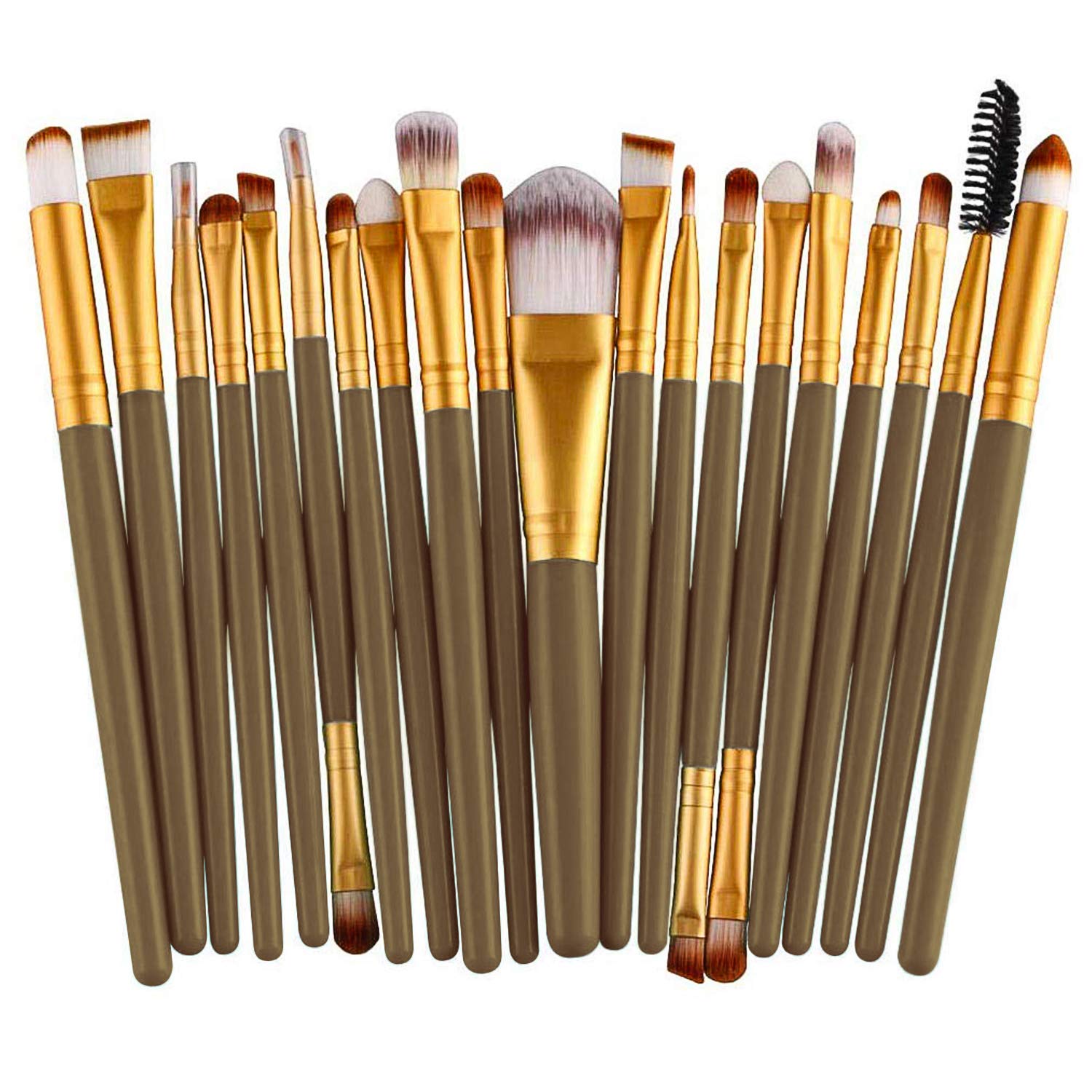 NICEMOVIC 20 Pcs Makeup Brush Set, Powder Foundation Eyeshadow Eyeliner Lip Cosmetic Brushes Make-up Toiletry Kit it(Grey & Gold) Ideal for Pro & Daily Use