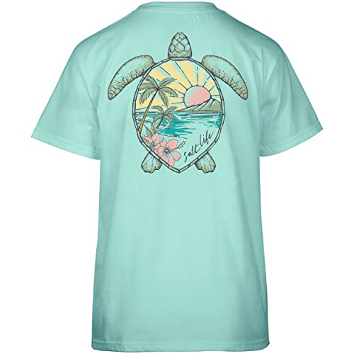 Salt Life Turtle Sunsets Short Sleeve Classic Fit Shirt, Aruba Blue, X-Large