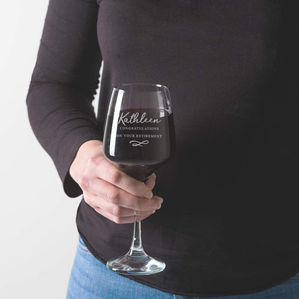 Personalized Leaving Wine Glass - Retirement Gifts for Women - Unique Leaving Gift for Coworkers - Engraved 14Oz Glass Goblet