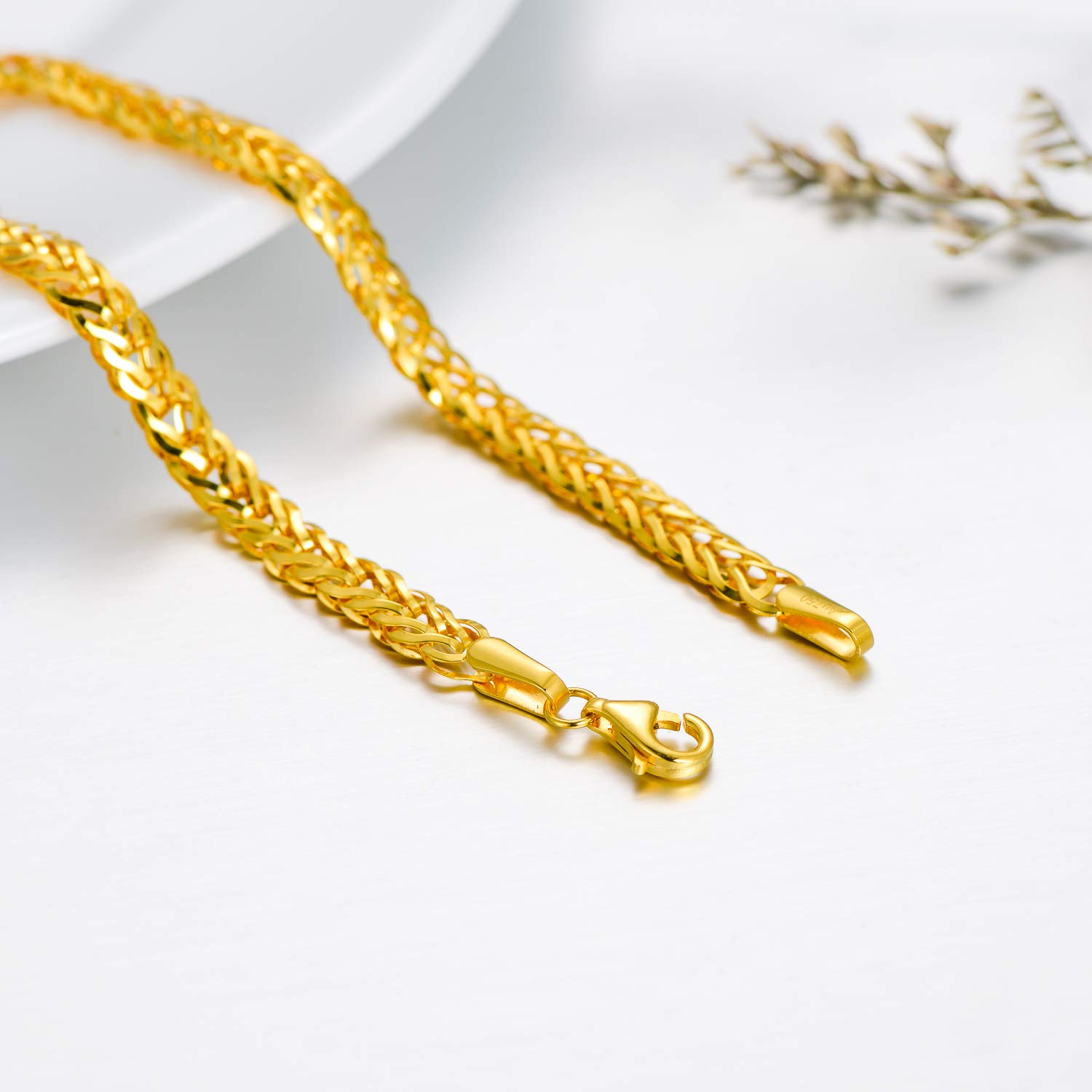 SISGEM Solid 18k Yellow Gold Celtic Chain Bracelet, 18 Karat Gold Link Jewelry for Women (4 mm, 7 Inch)