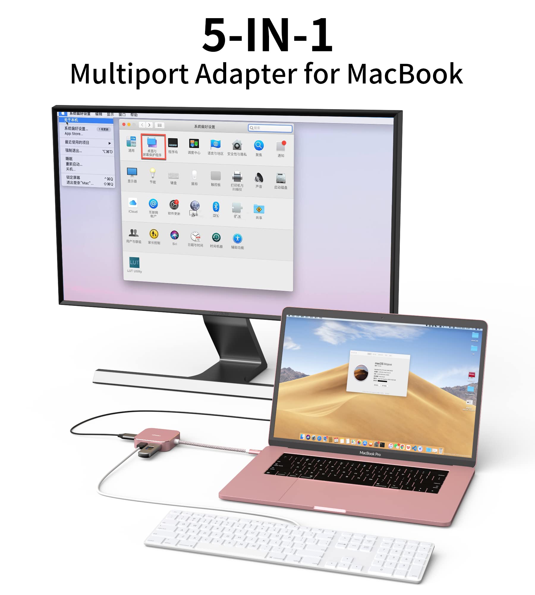 USB C to HDMI Multiport Adapter, fairikabe USB C Hub to 4K HDMI Power Delivery 3USB3.0, 5 in 1 USB C HDMI Hub with Long Cable 1.5FT, for MacBook Air, MacBook Pro and Other USB-C DP Alt Mode Devices