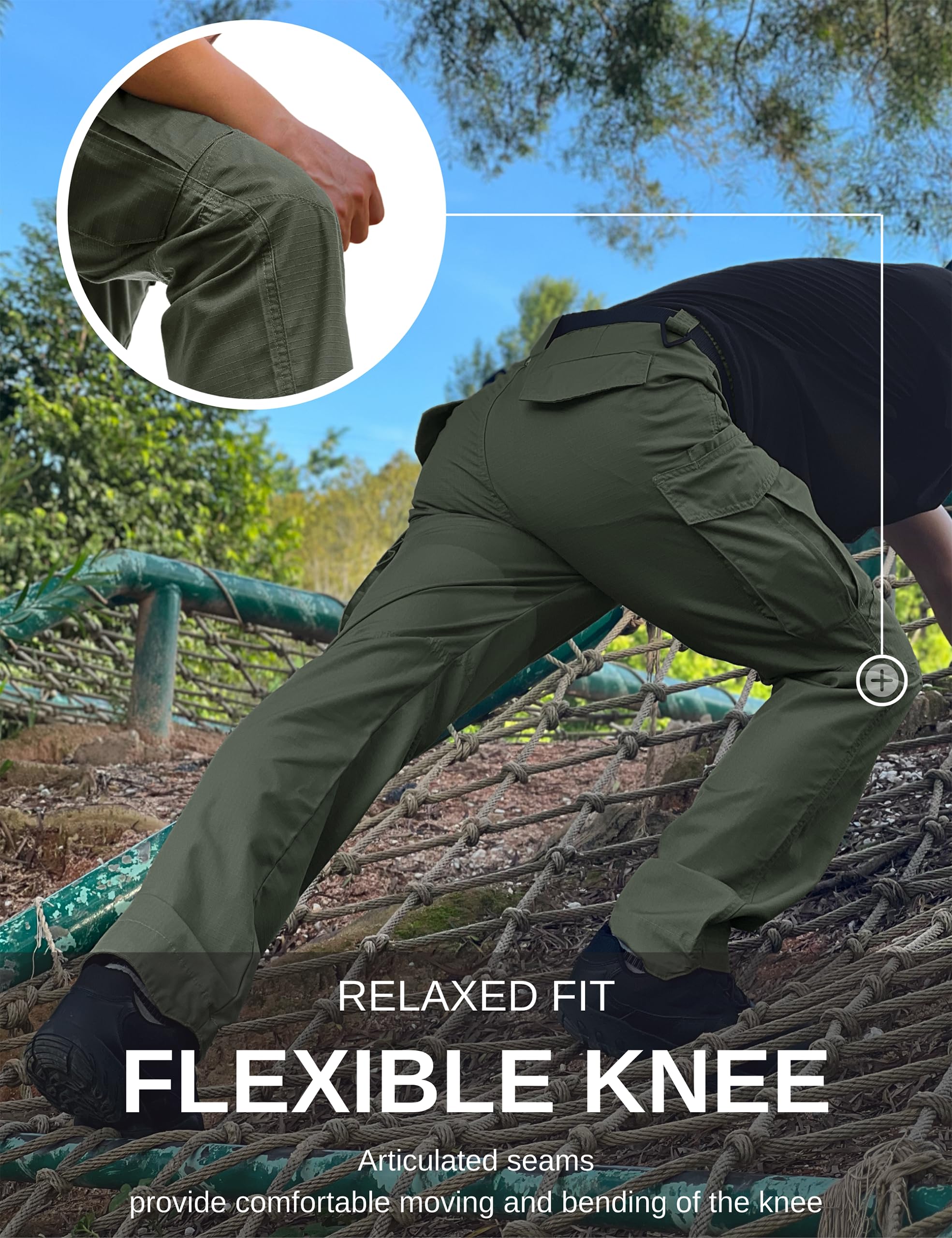 Toritours Men's Hiking Pants, Ripstop Mens Tactical Cargo Pants Lightweight Work Pants for Men Waterproof BDU Outdoor Travel Pants Classic Khaki