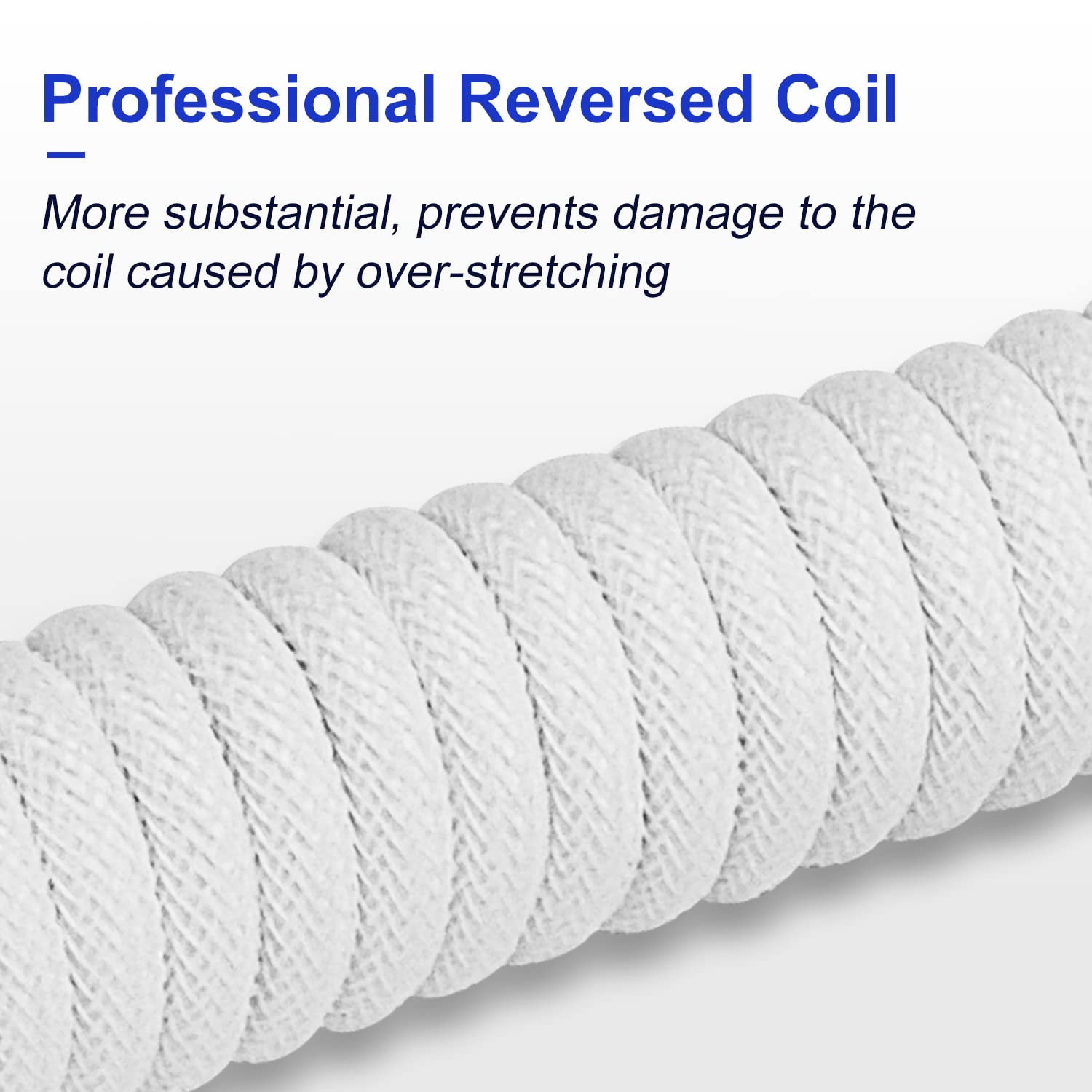UCINNOVATE Coiled Keyboard Cable, Pro Custom Coiled USB C Cable for Gaming Keyboard, Double-Sleeved Mechanical Keyboard Cable with Detachable Metal Aviator, 1.8M USB-C to USB-A (White)