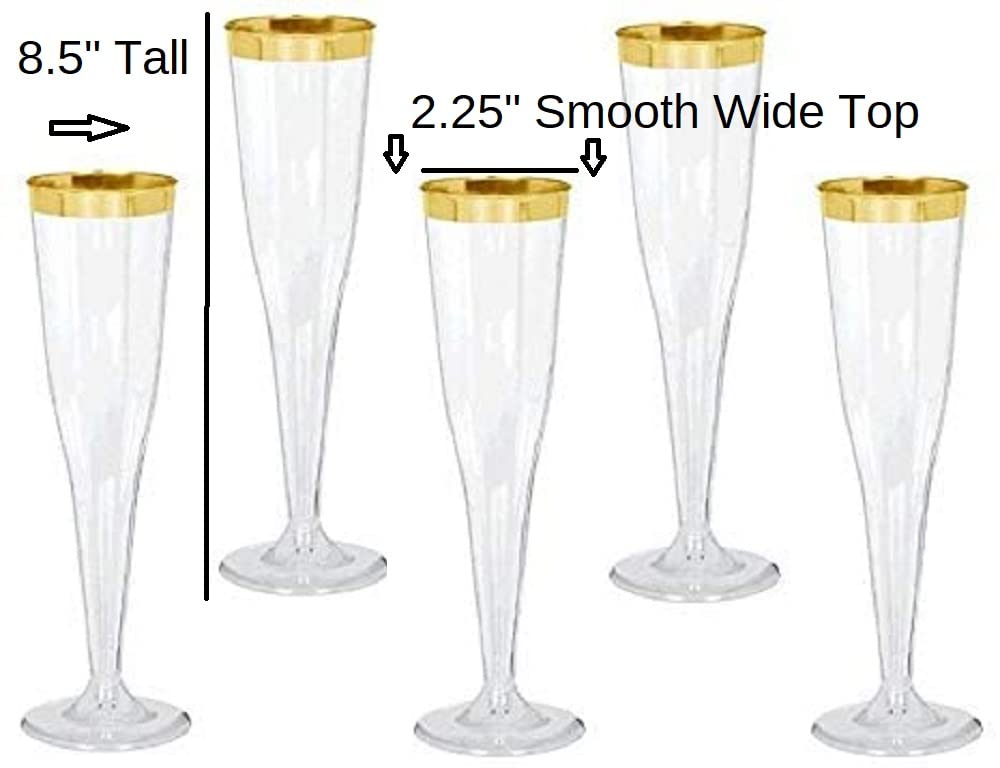 Oojami 30 pc Gold Rimmed Clear Classicware Glass Like Champagne Toasting Flutes