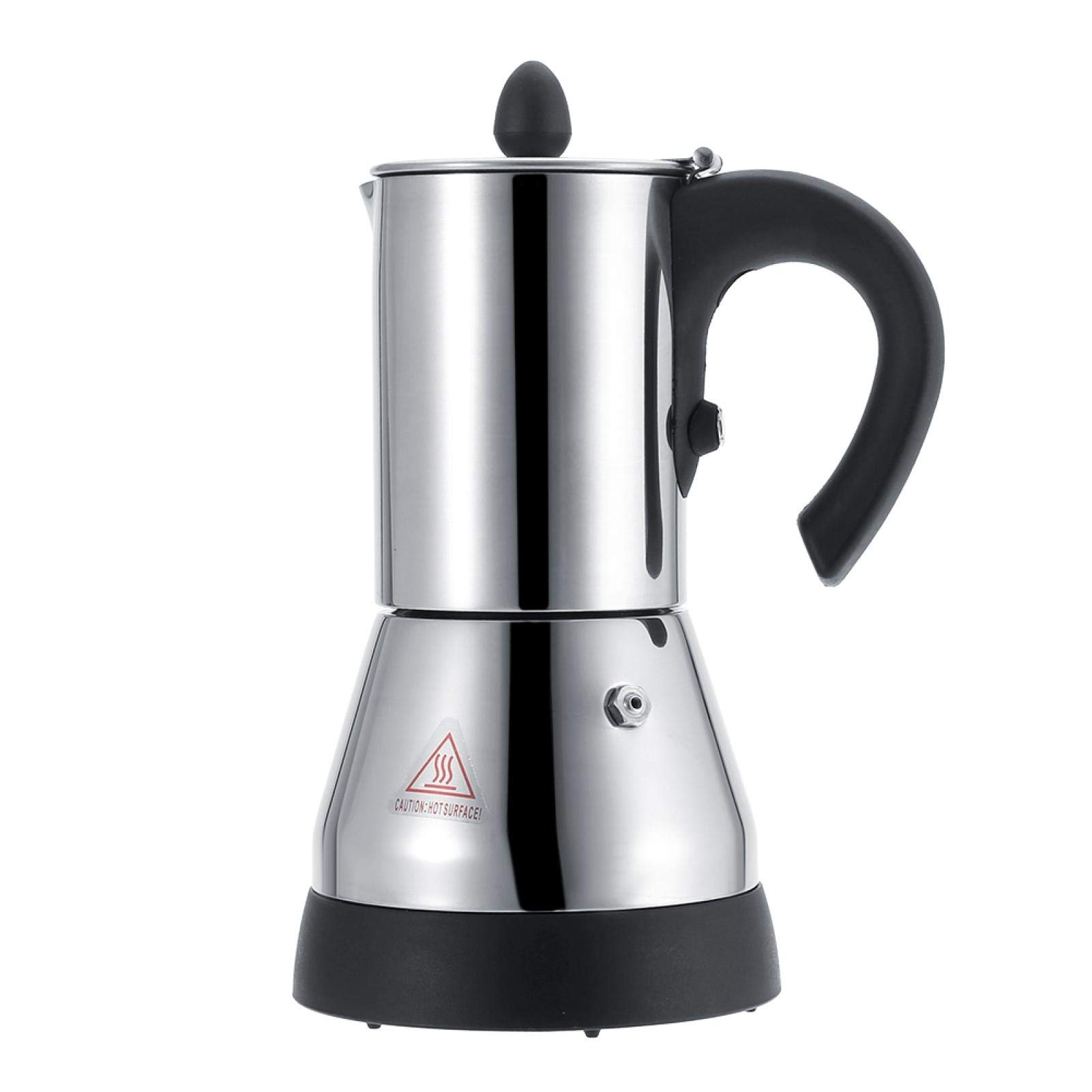 Stovetop Espresso Maker with 3-Layer Design, 200/300ml Electric Stainless Steel Espresso Coffee Mocha Pot Electric Coffee Maker, 360° Rotation Moka Pot for Home Office(300ml)
