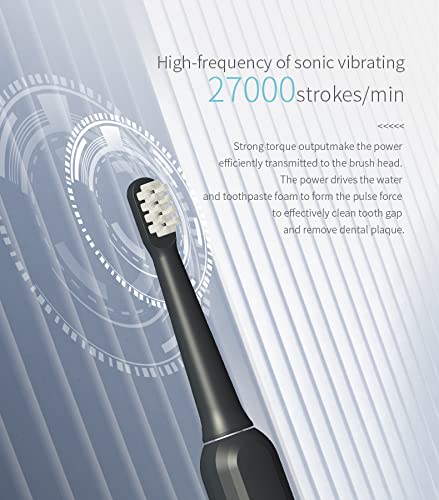 Sonic Electric Toothbrush with 4 Brush Heads for Adults, 1.5 Hours Charging for 45 Days, 3 Modes, 2 Minutes Smart Timer, USB Fast Charge, Rechargeable Electric Toothbrushes (Black)