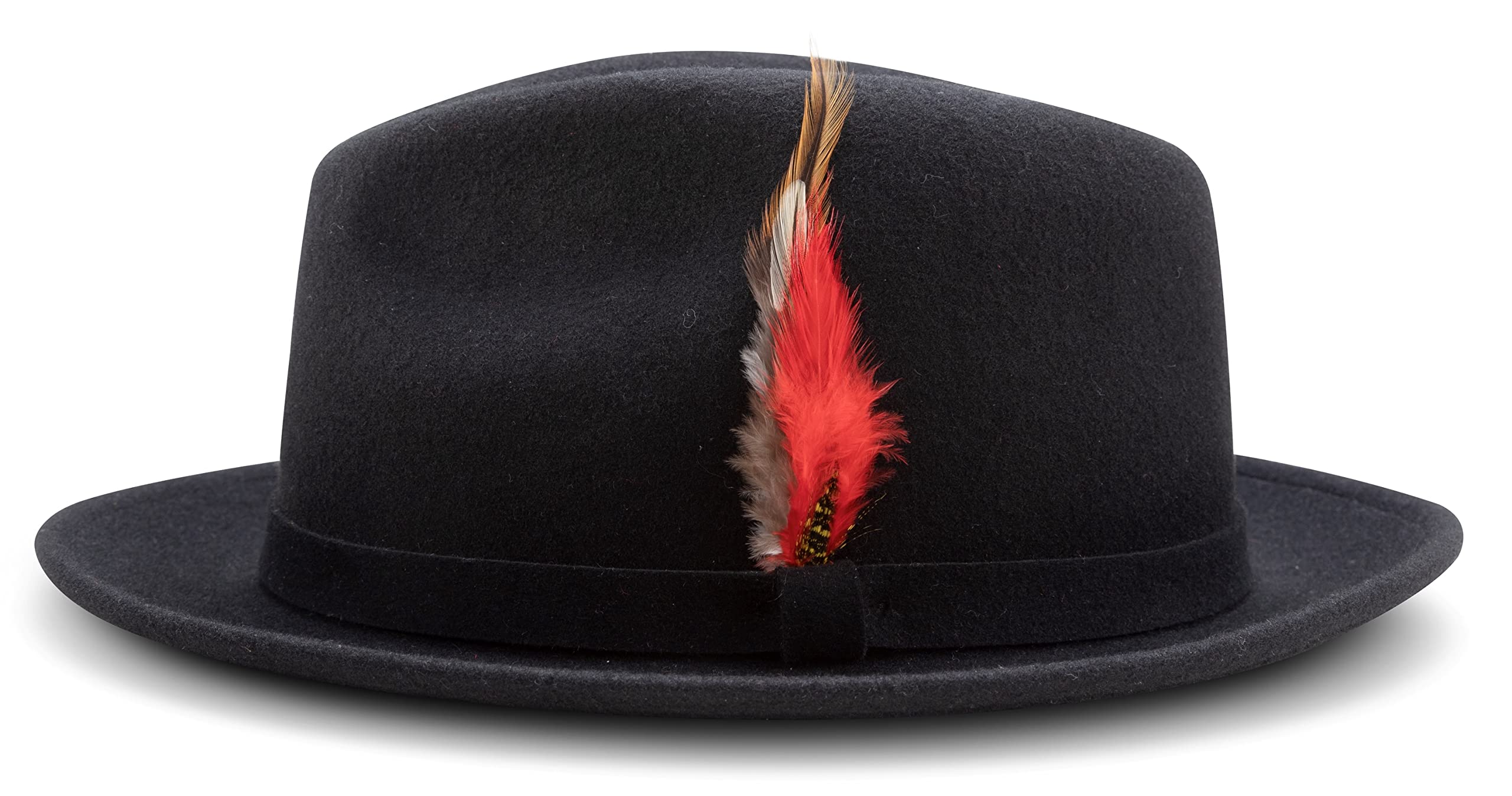 MONTIQUE Trendy Long Lasting 2 ¼ Brim Wool Felt Dress Hat for Men H-62 (X-Large, Black)