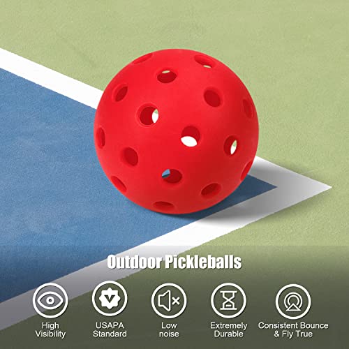 USAPA Approved Outdoor Pickleball Balls - 16 Pcs High-Bounce Balls with 40 Holes for Superior Durability | Tournament-Quality Set in 4 Bright Colors with Convenient Mesh Bag
