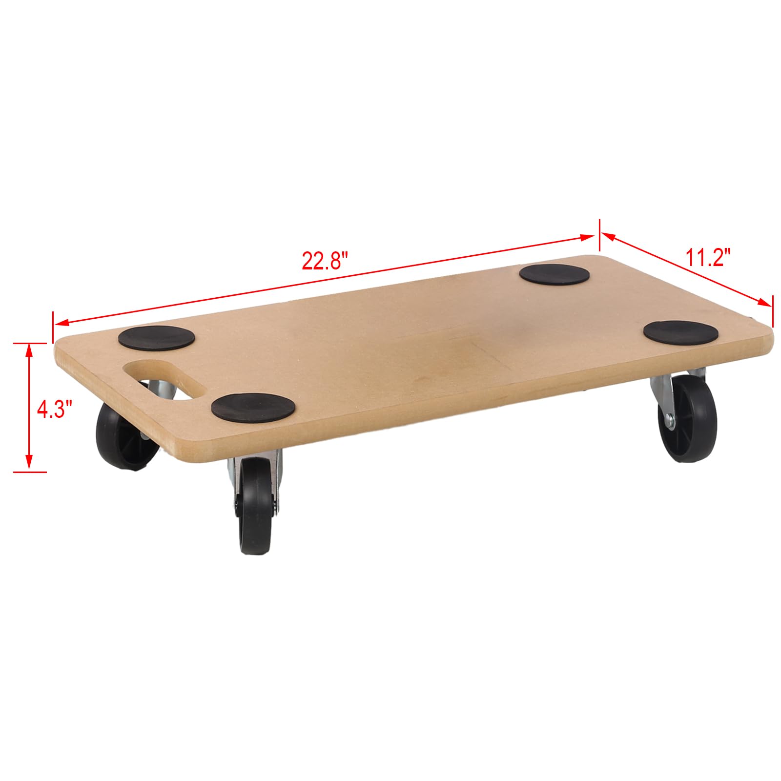 Miscoos Furniture Moving Dolly, Heavy Duty Wood Rolling Mover with Wheels for Piano Couch Fridge Heavy Items, Securely Holds 500 Lbs (4pcs 22.8" x11.2" Platform)
