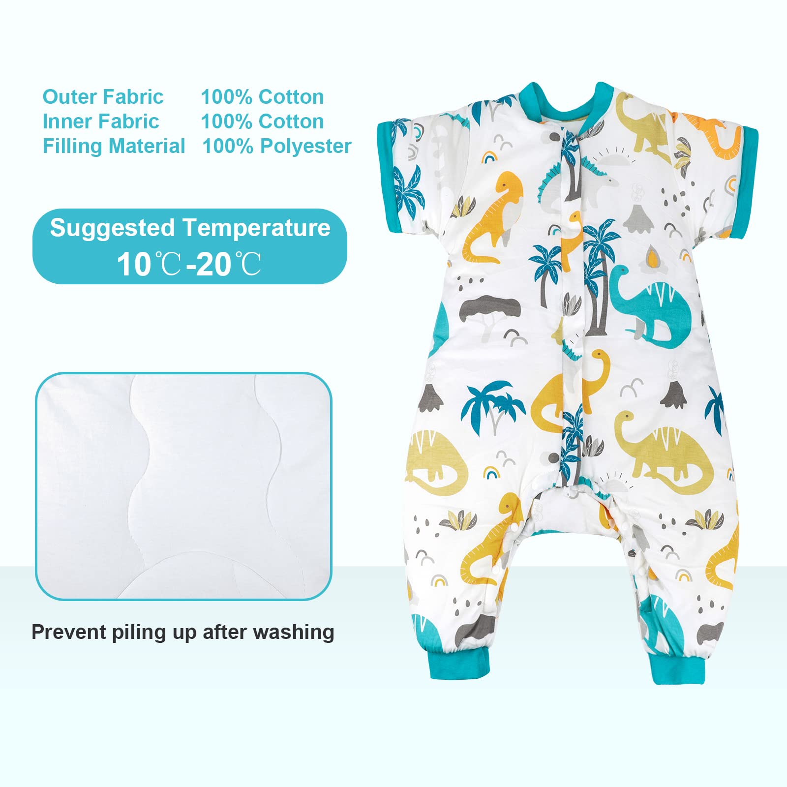MooMoo Baby Sleep Sack Baby Sleeping Bag with Feet Winter Toddler Wearable Blanket with Legs Thicken 2.5 Tog Boy 12M-6T