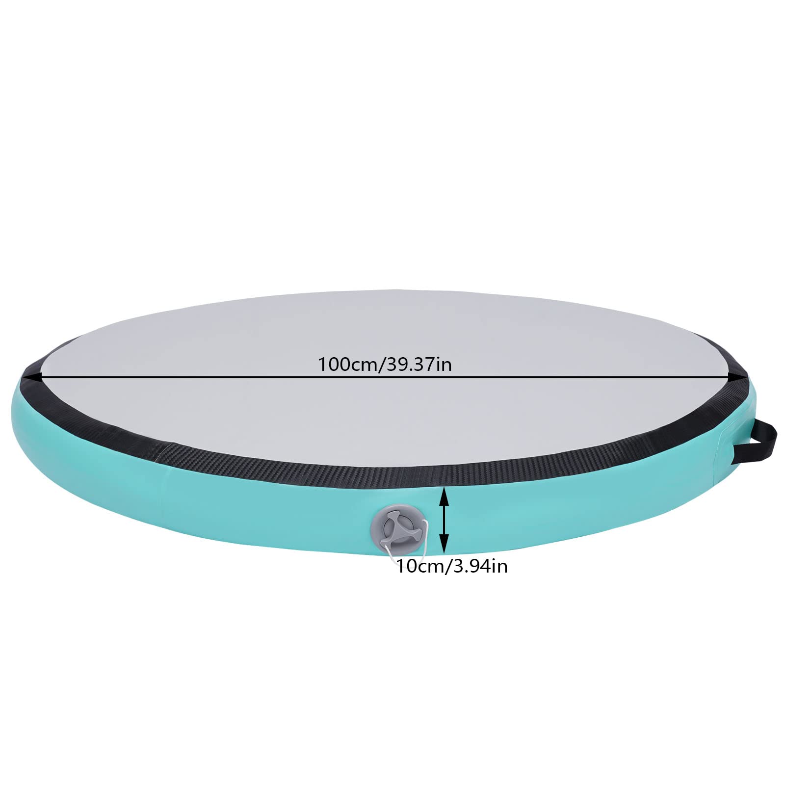 Round Tumbling Mat 3.3FT Air Track Thickened Yoga Mat Inflatable Air Gymnastics Mat with Air Pump Ideal for Home Use Training Cheerleading Yoga Green