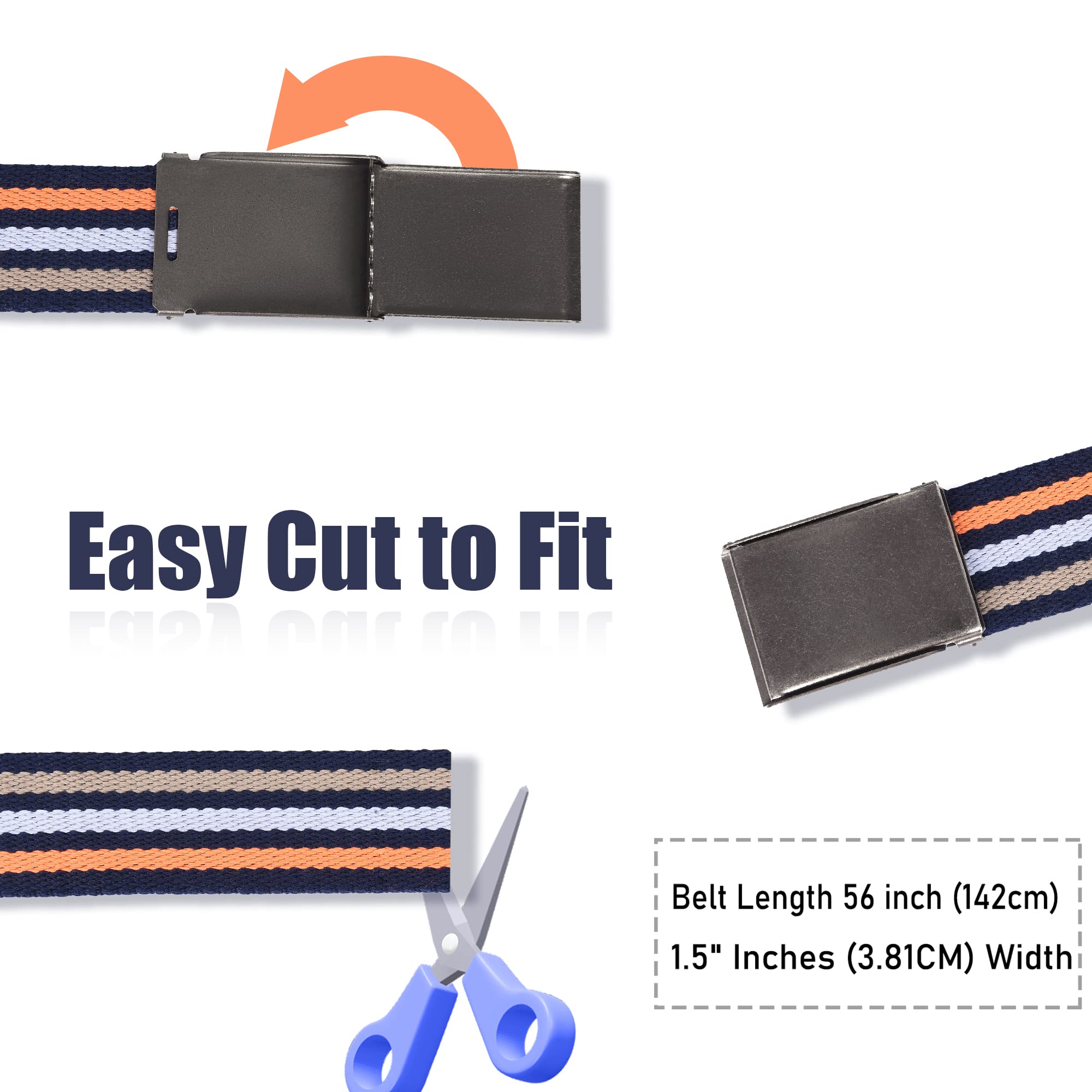 Mile High Life Canvas Web Belt | Cut to Fit Up to 52" | Flip-Top Matte Silver Nickel Buckle (Black)