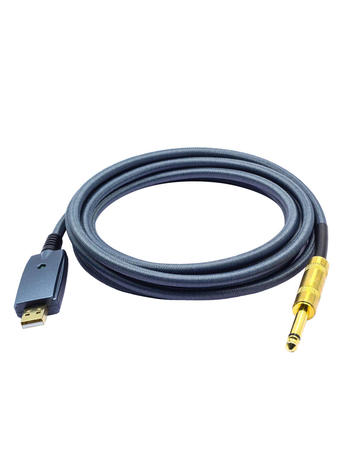 MeloAudio 10FT USB Guitar Cable Guitar Cord USB 2.0 Male to 6.35mm 1/4 Inch TS Mono Jack Connector Cord Adapter Compatible Windows and MacOS Guitar Base to PC for Music Instrument Recording Singing