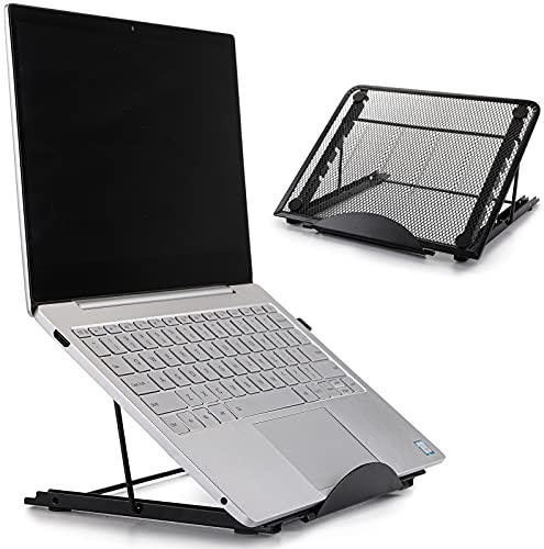 Nicunom Laptop Stand Desktop Laptop Computer Holder, Angle Adjustable Foldable Portable Ventilated Notebook Riser for Desk, Compatible with 10~15 inches Tablet, Laptop, Black
