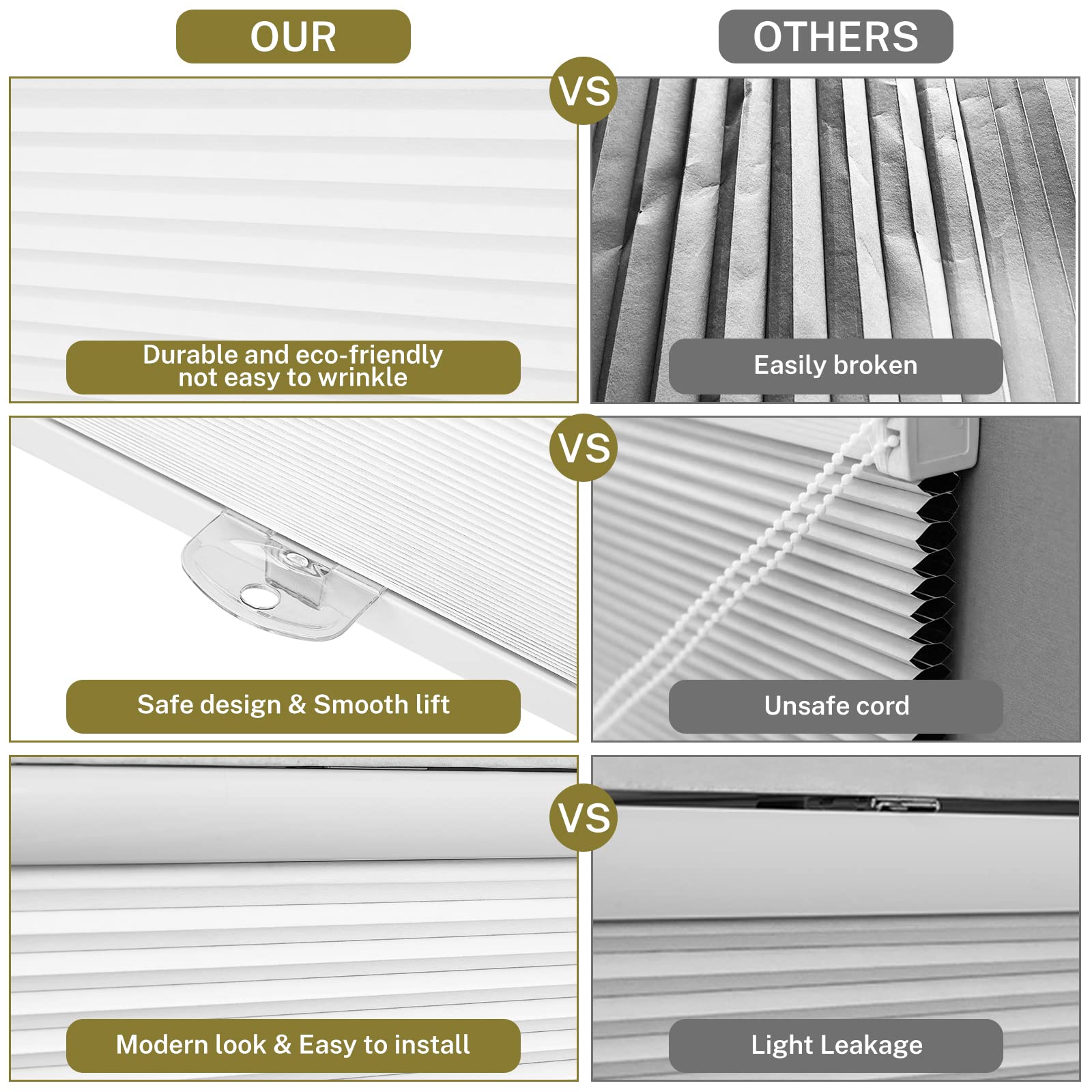 Moonice Top Down Bottom Up Blackout Cellular Shades, Cordless up down blinds bottom up blinds for windows Honeycomb Blinds Room Darkening Honeycomb Shades for Windows,Easy to Install