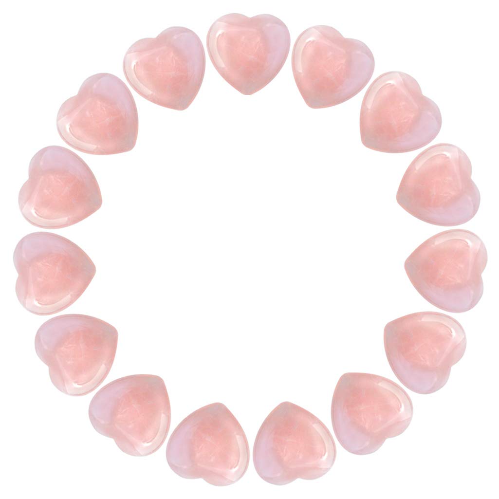 Marrywindix 15 Packs 0.8 Inches Healing Crystal Natural Rose Stone Heart Love Carved Palm Worry Stone Chakra Reiki Balancing