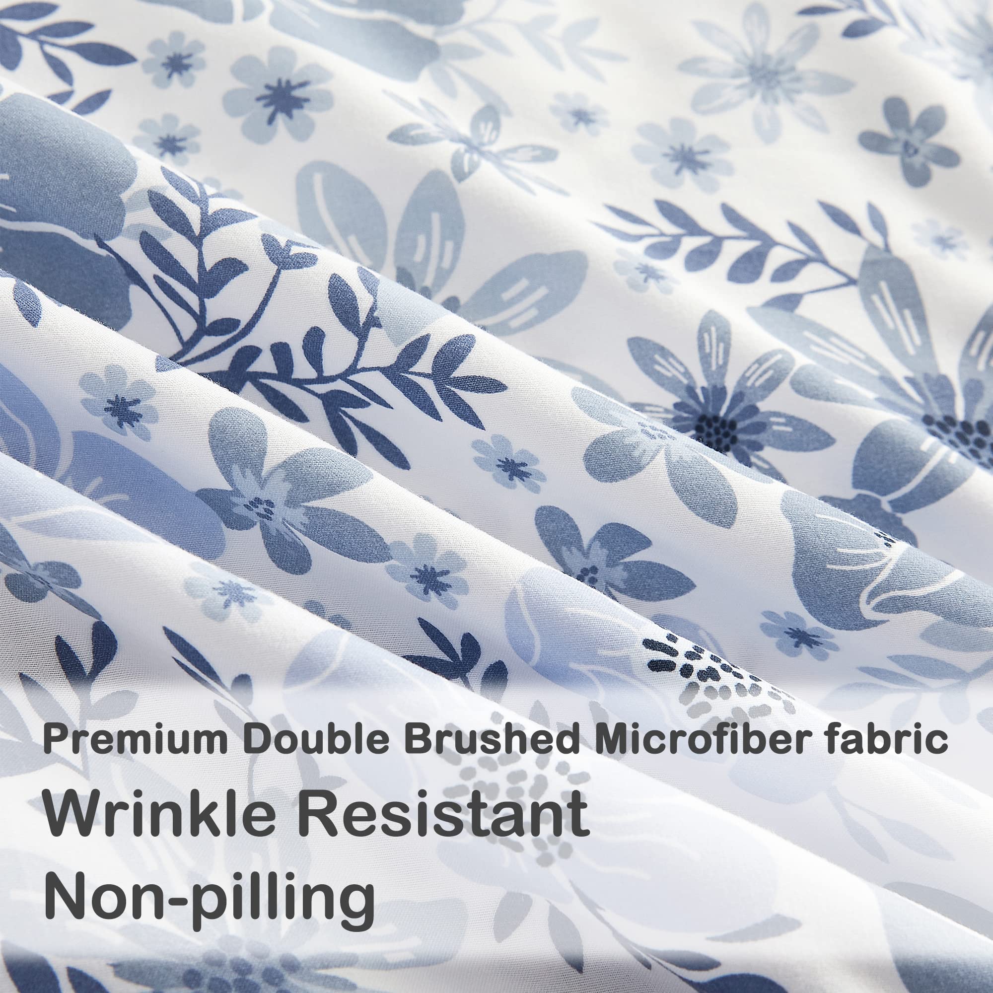 Mooreeke Printed Full Sheets, Floral Full Bed Sheet Set with Non-Slip Fitted Sheet, Microfiber Leaf Botanical Sheets, Beige
