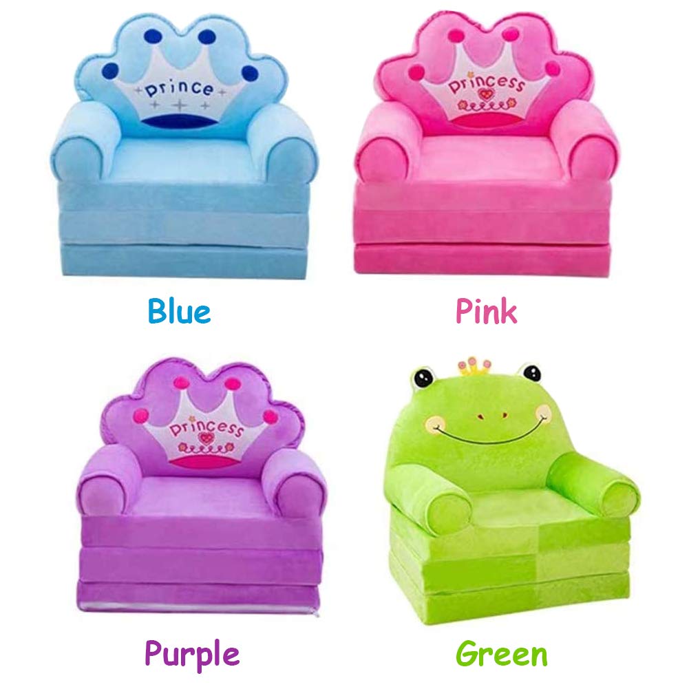 onegoodcar Plush Foldable Kids Sofa Backrest Armchair, 2 in 1 Foldable Children Sofa Cute Cartoon Lazy Sofa Children's Flip Open Sofa Bed for Living Room Bedroom (3 fold - Pink)