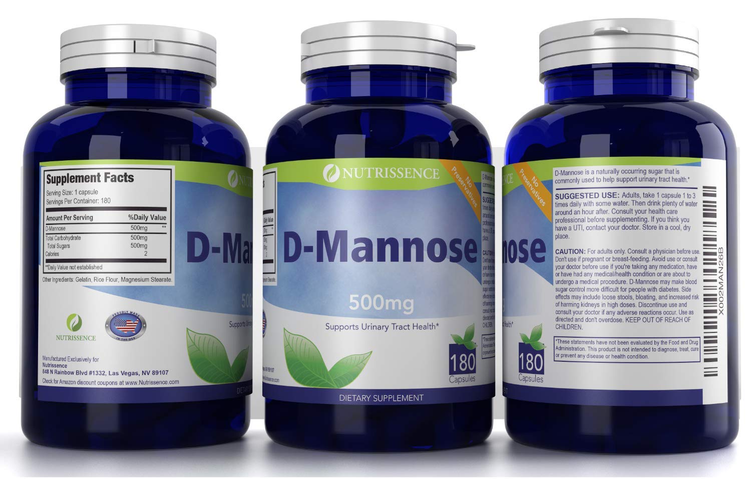 Nutrissence D-Mannose 500mg 180 Capsules