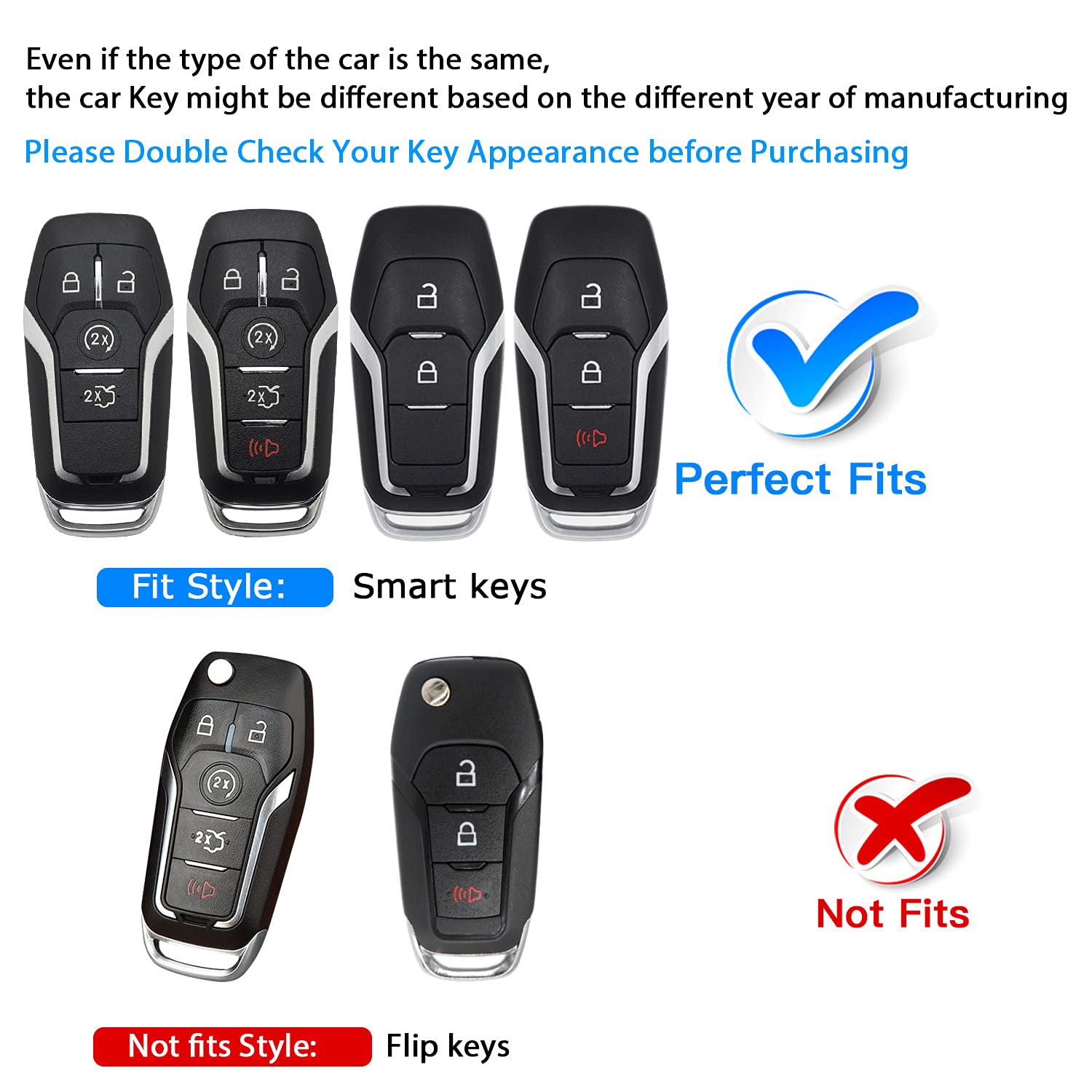 QBUC for Ford Key fob Cover,TPU Car Key Case Protector with Keychain Compatible with Ford Fusion F-150 Edge Explorer Mustang Lincoln MKZ MKC 2/3/4/5 Buttons Smart Key,red