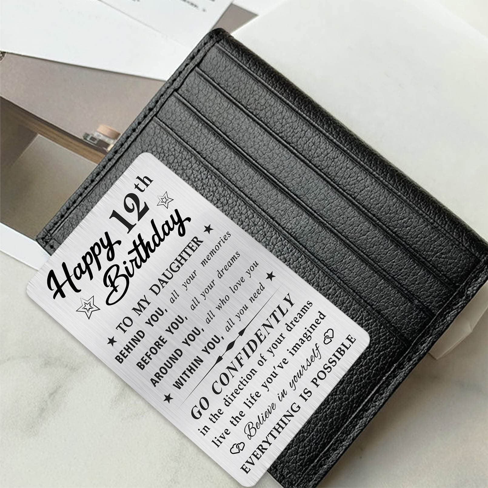 MOQIYXL 50th Birthday Card for Daughter, 50 Year Old Gifts for Daughter Engraved Wallet Card