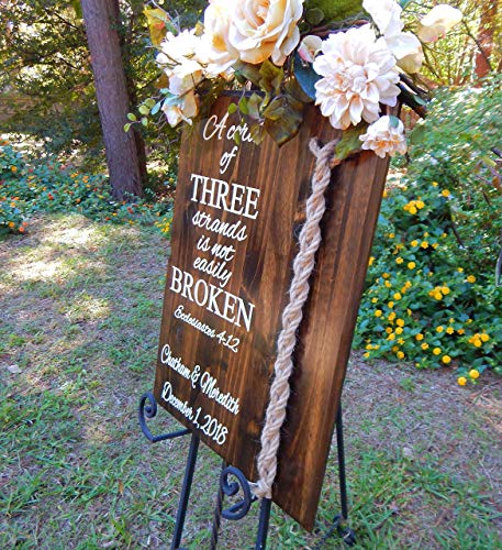 Wood Sign Custom Wedding Gift Personalized Cord Of Three Strands Attached Jute Cords 17 W X 24 T