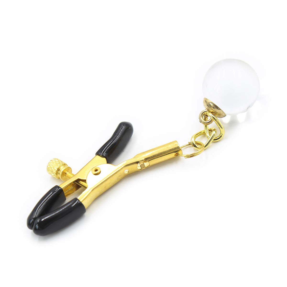 Sell Out!Non Piercing Nipple Clips with Soft Rubber Cap,Adjustable Golden Nipple Clamps,Nipple Clip Inlaid with Transparent Glass Beads