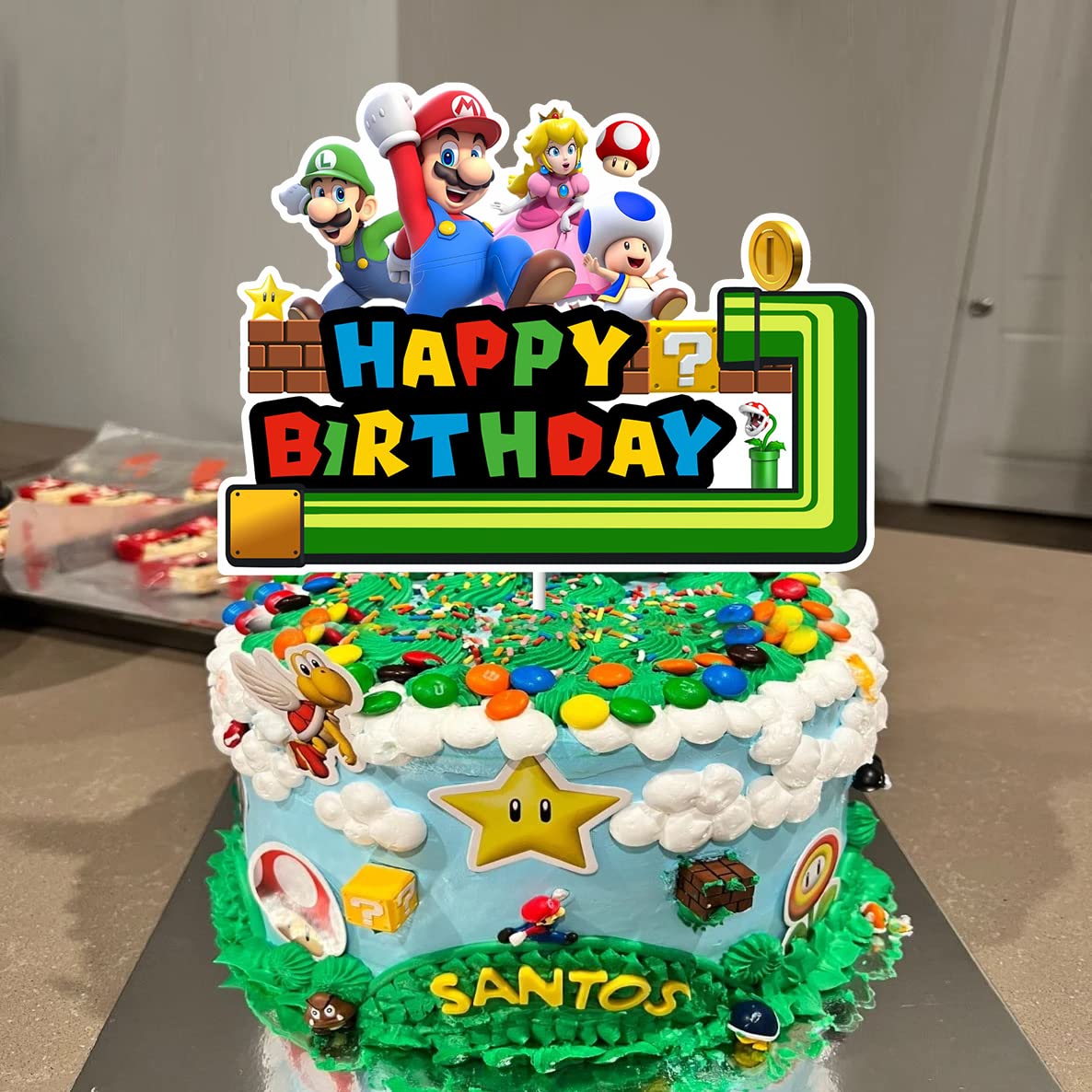 Mario Happy Birthday Cake Topper, Party Supplies Decorations for Mario Party Supplies Decor