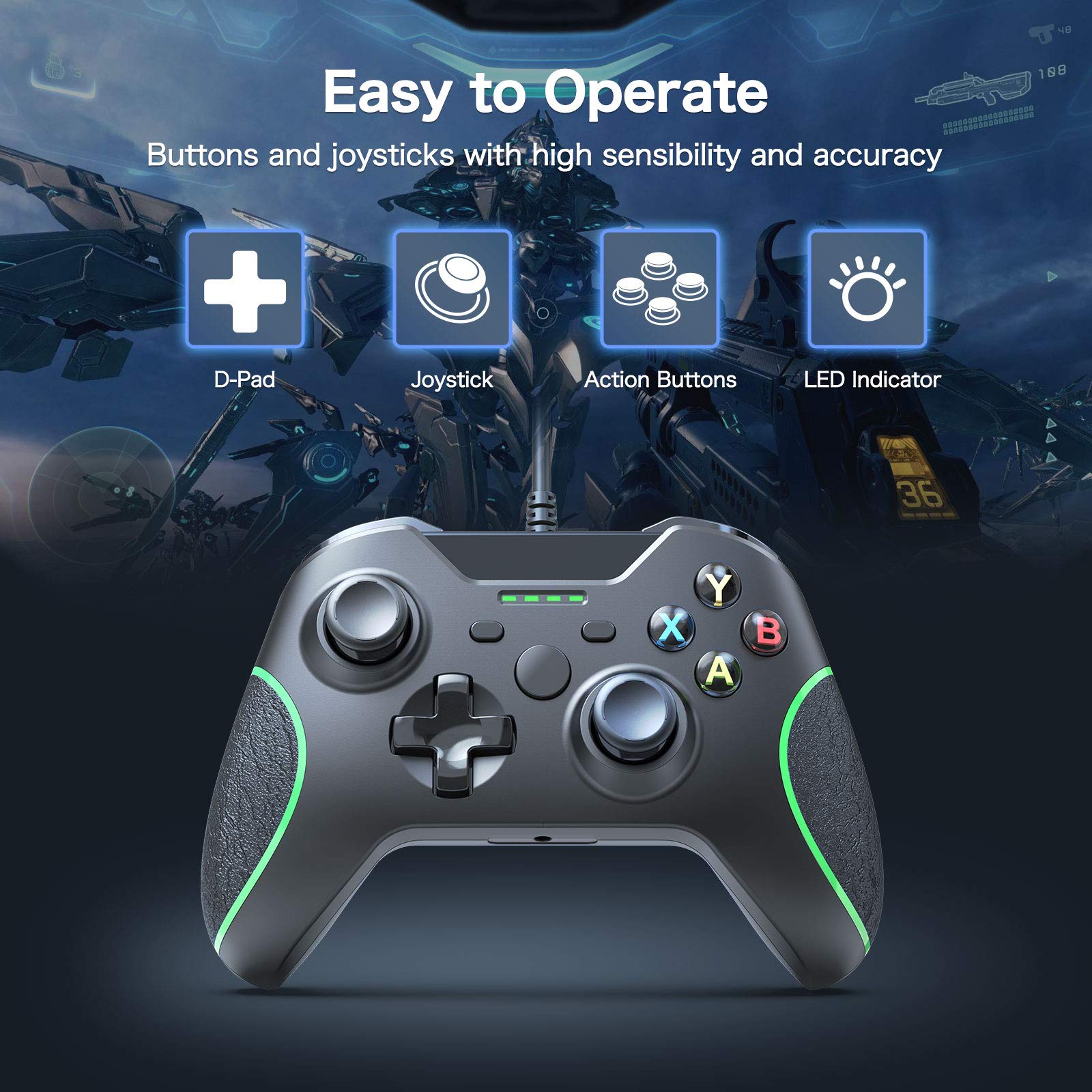 Nolansend Wired Game Controller,High Performance USB Gamepad Remote Joystick Controller with Dual Vibration,Wired Gmme Controller for PC(Win7/8/10)