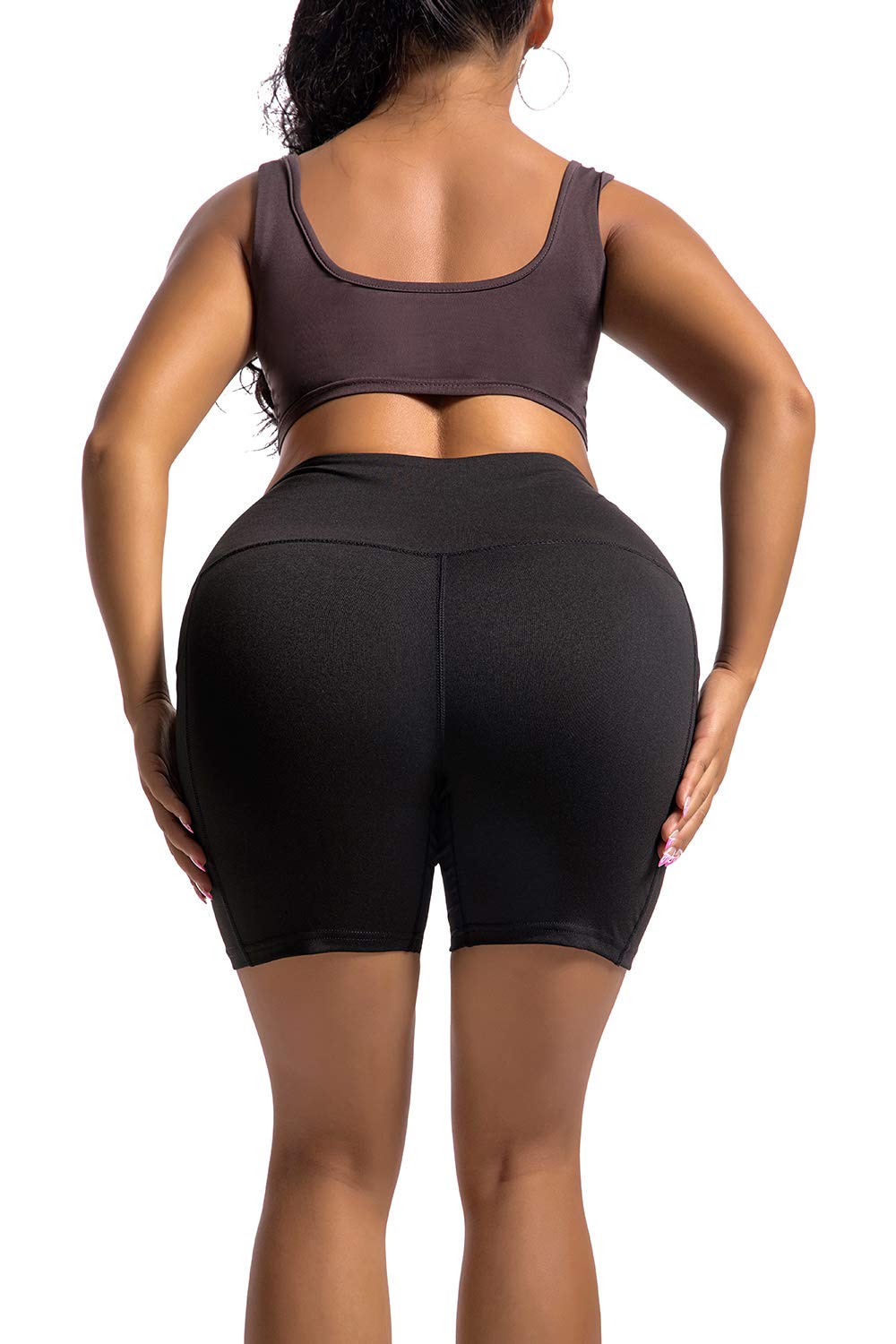 QYQ Biker Shorts for Women - 8" Soft Stretch Athletic Summer Shorts for Under Dresses Workout Running Cycling Yoga(4" Black,Large)