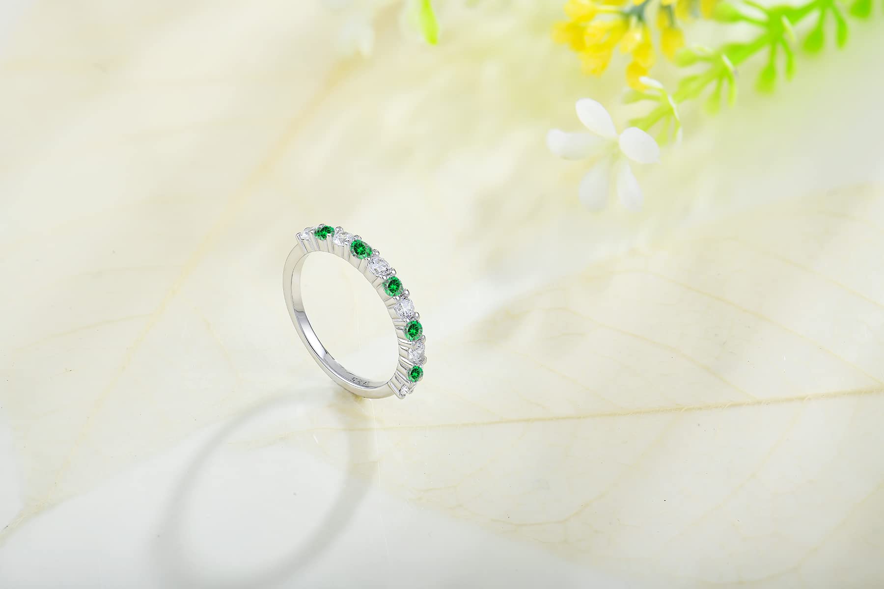 SIYELE 925 Sterling Silver Cubic Zirconia Eternity Ring for Women Wedding Engagement Rings