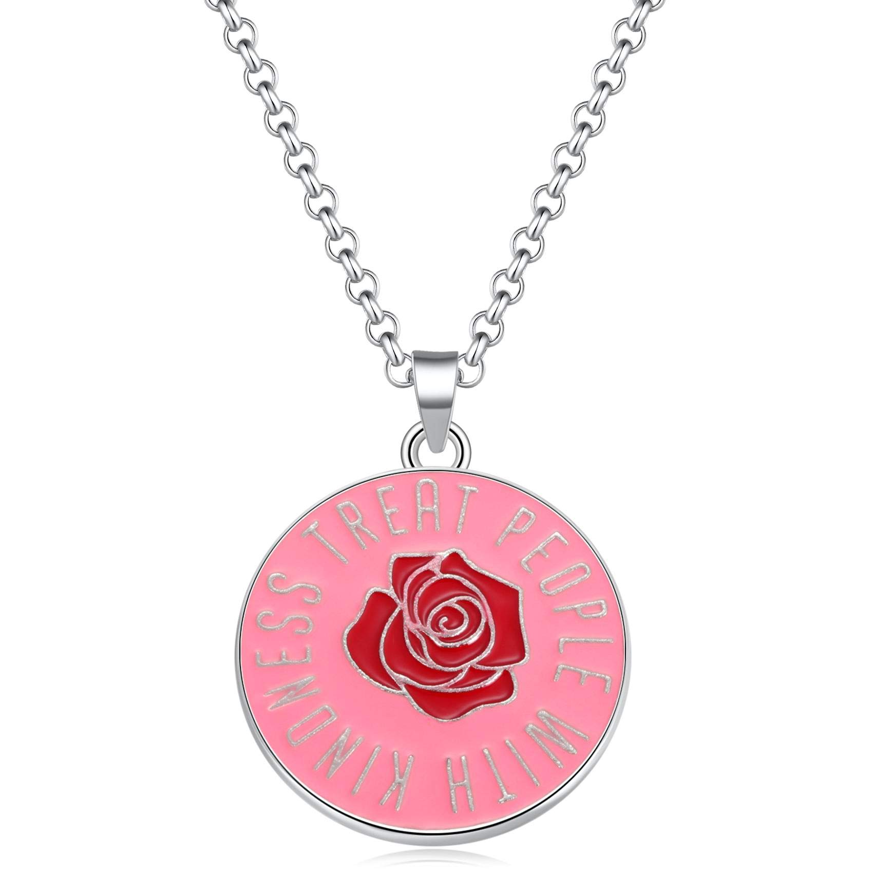 Ralukiia One Direction Gift Harry Merch Treat People with Kindness Enamel Necklace Jewelry