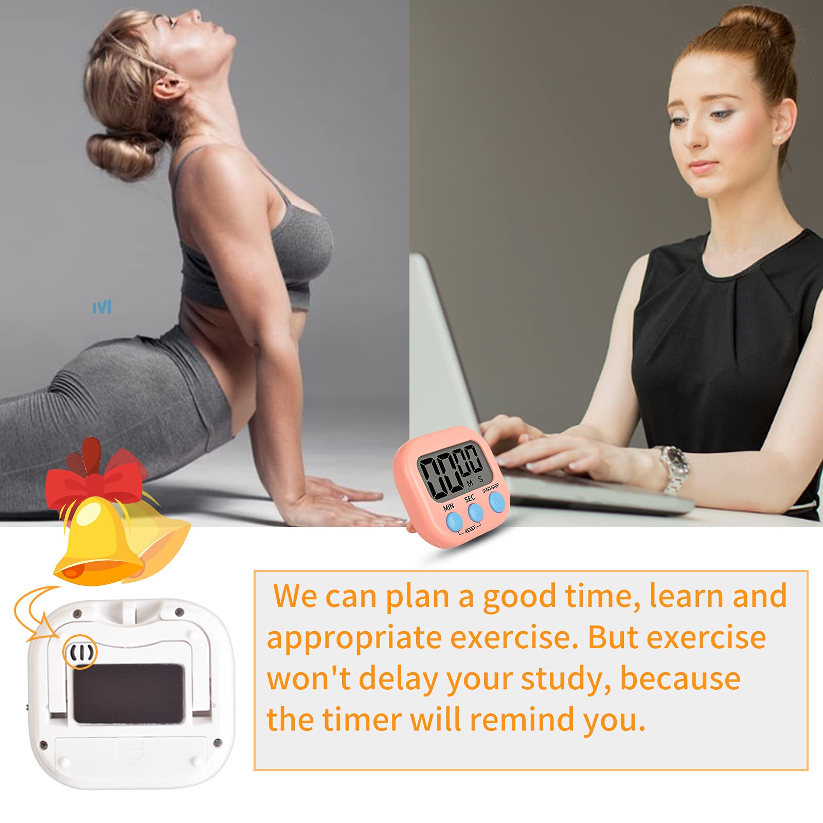Timer for Kids,Oversized Display,Kitchen Timer Digital,Magnetic Back,Loud Ring,Stand for Cooking,Classroom,Bathroom,Teachers,Kids(White)
