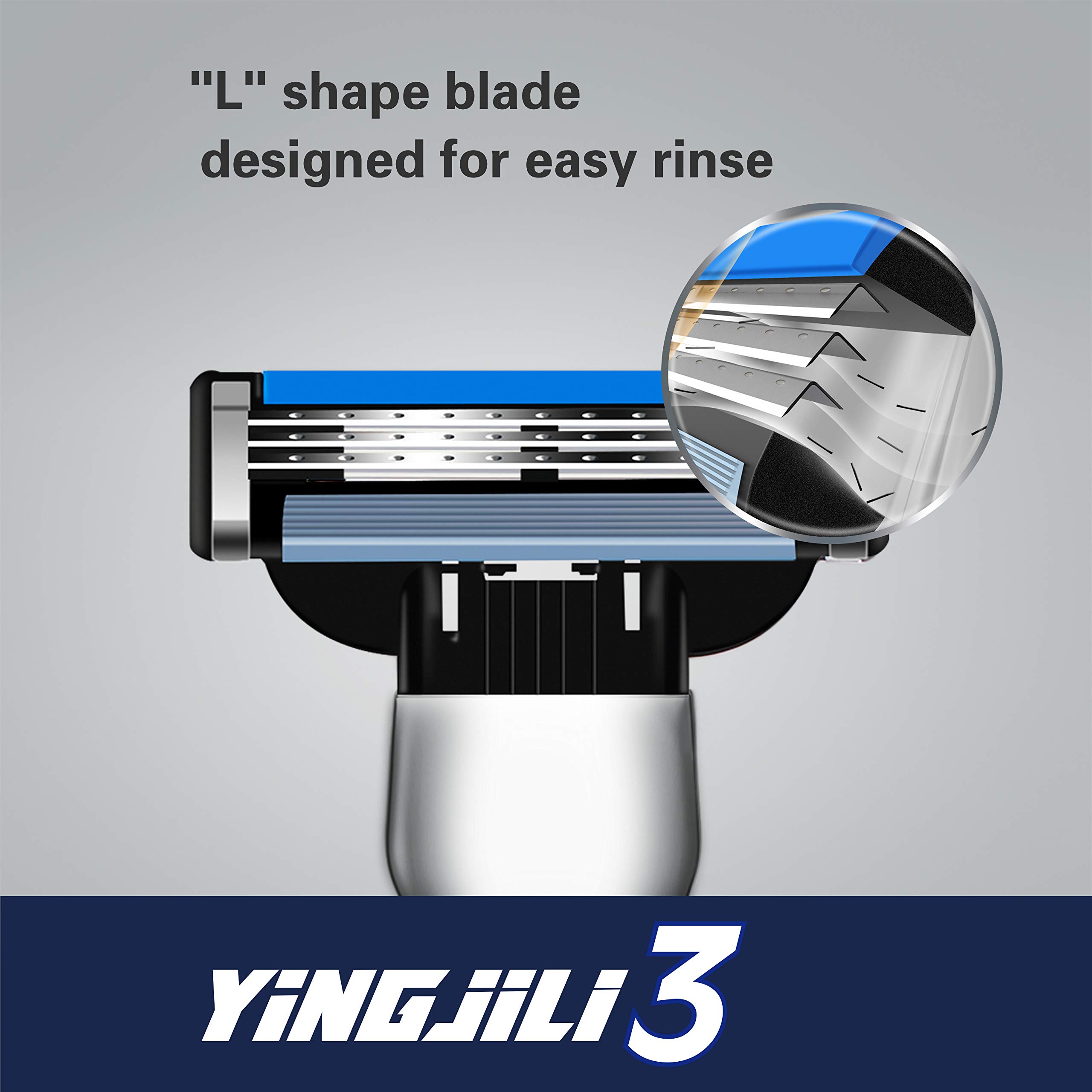 Men's Razor Blade Refills, Yingjili Men's Razor 12 Refills, 3-Blade Razors