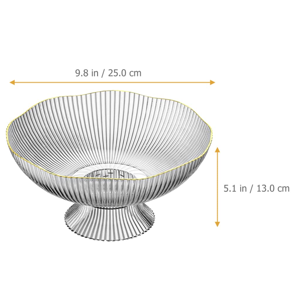 Operitacx PET Fruit Plate Footed Round Pedestal Bowl Clear Snack Nut Tray Appetizer Serving Dish Dessert Candy Display Stand for Kitchen Counter Centerpiece Table Decor (9.8x4.3 inch)