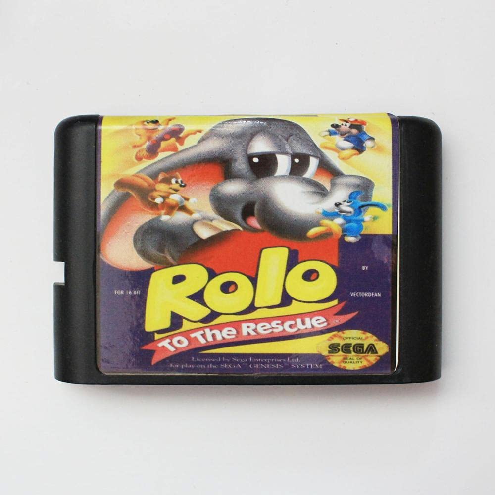 Rolo To The Rescue 16 Bit MD Game Card For Sega Mega Drive For Genesis (Black)