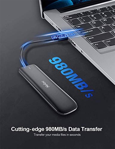 Netac SSD External Drive, Portable SSD 250GB for Type C, Up to 980MB/s, NVME SSD PCIE, USB 3.2 Gen2 10Gbps External Solid State Drive