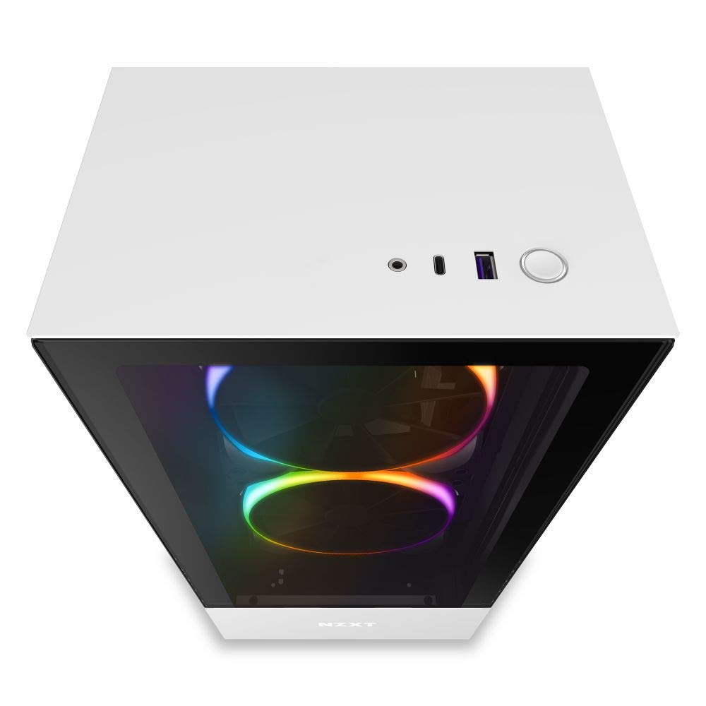 NZXT H510 Elite - CA-H510E-W1 - Premium Mid-Tower ATX Case PC Gaming Case - Dual-Tempered Glass Panel - Front I/O USB Type-C Port - Vertical GPU Mount - Integrated RGB Lighting - White/Black