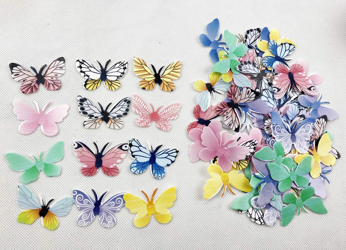Set of 72 Edible Butterfly Cupcake Toppers Wedding Cake Birthday Party Food Decoration Mixed Size & Colou