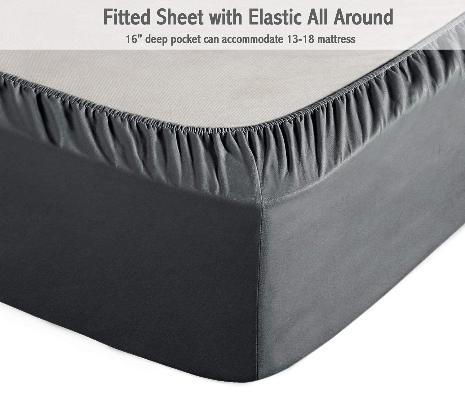 Marquess Microfiber Flannel Sheet Set-Ultra Soft & Comfortable 4 Pieces Sheet, Breathable & Luxury Warm Bedding Collection, Fade Resistant & Easy Care((CHARCOAL, FULL)