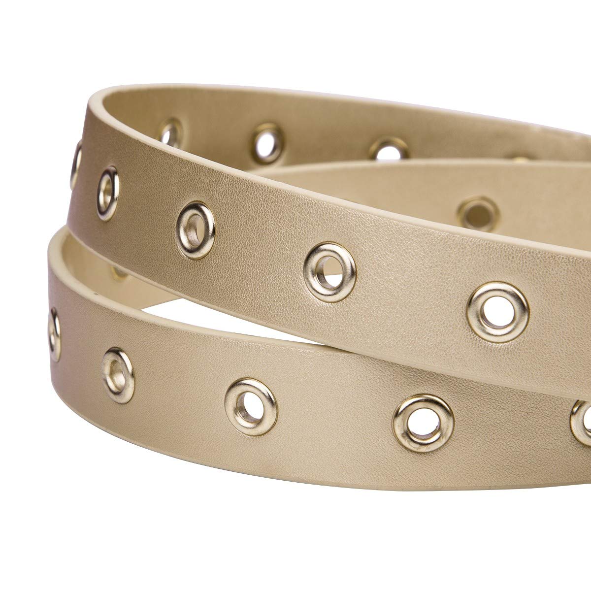moonsix Women Casual Dress Belt,Leather Belt Waist with Round Buckle, Gold