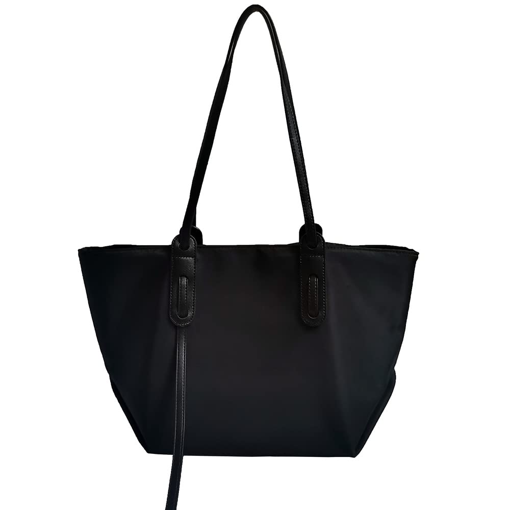 Tote Bag for Women Medium Capacity Casual Commuter Handbag Nylon Single Shoulder Bag,Black