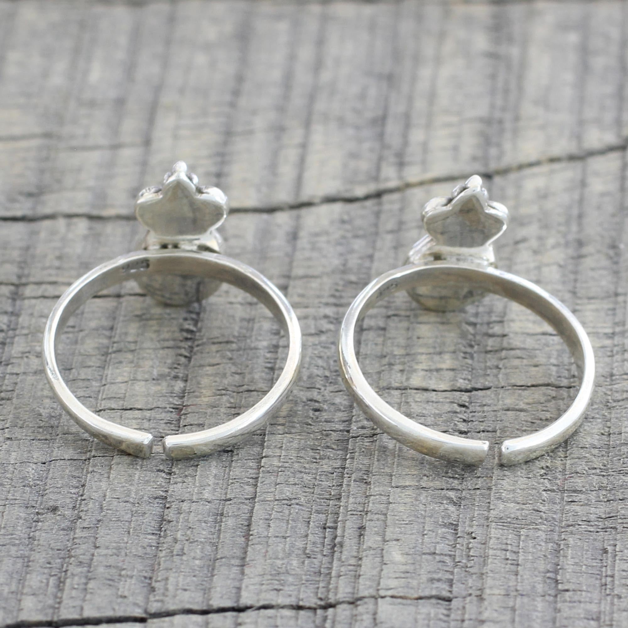 NOVICA Artisan Handmade Garnet Toe Rings Teardrop 925 Silver from India Sterling Red Birthstone 'Scarlet Drops'(Pair)