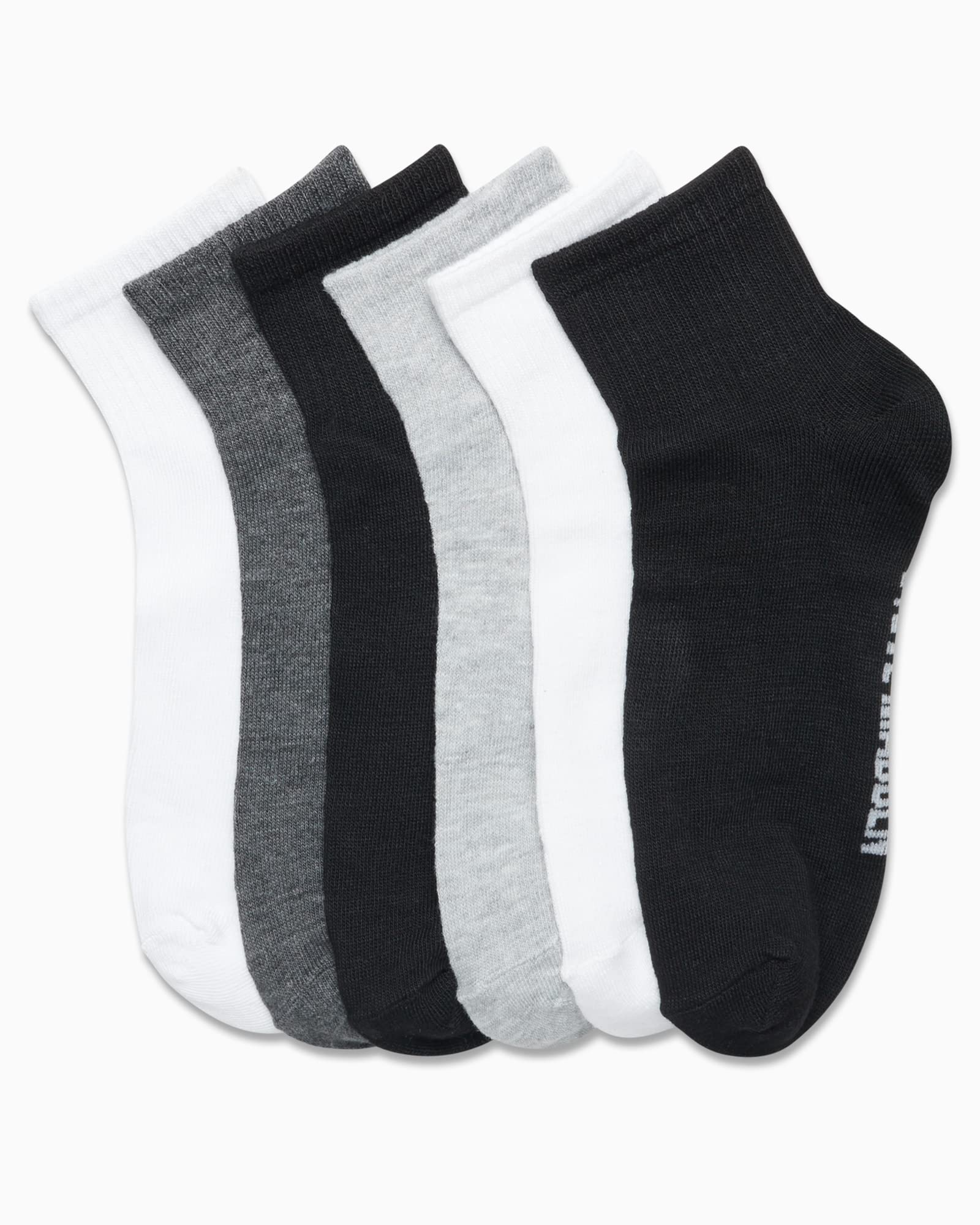 Steve Madden Women’s Socks – 6 Pack Athletic Socks for Women – Performance Cushion Quarter Cut Running Socks, Size 9/11, Black/White/Grey
