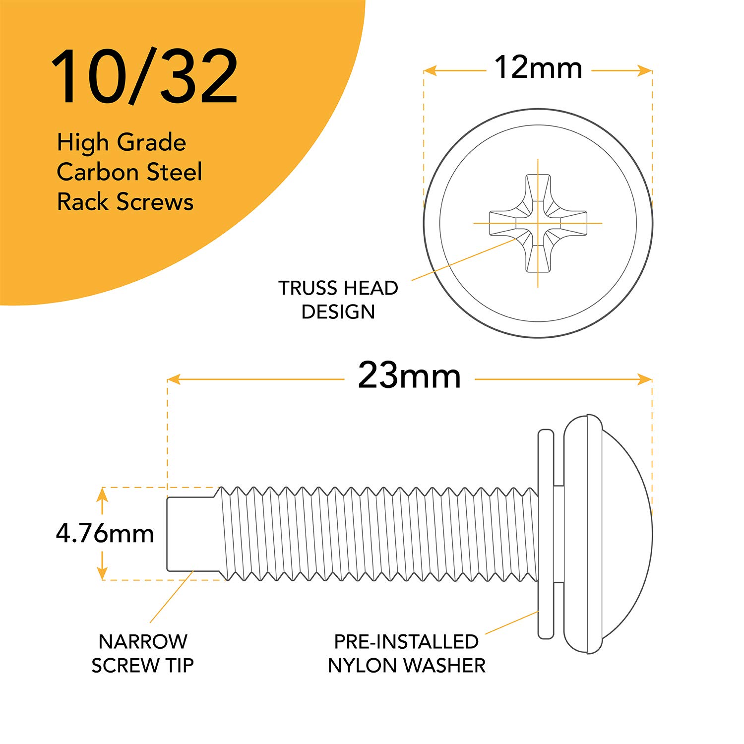 Rack Screws 10-32 Screws [50pk]. Use 10-32 Rack Screws as Rack Mount Screws, Server Rack Screws, Network Rack Screws, Rack Screws Audio and Rackmount Screws. 10/32 Rack Screws with Nylon Rack Washers